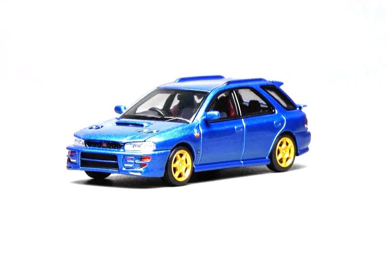 Subaru Impreza WRX SW Station Wagon 2001 blue met 1:64 Motorhelix